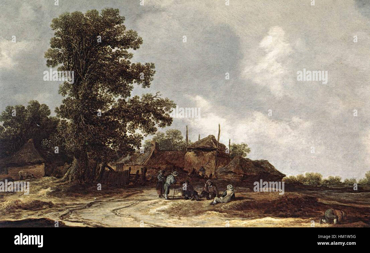 Jan van Goyenâ€™s Farmyard with Haystack is a serene landscape painting ...