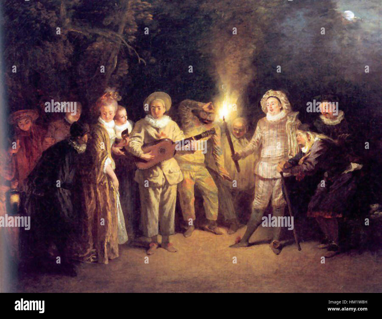A painting by Jean-Antoine Watteau titled 'Love in the Italian Theatre ...