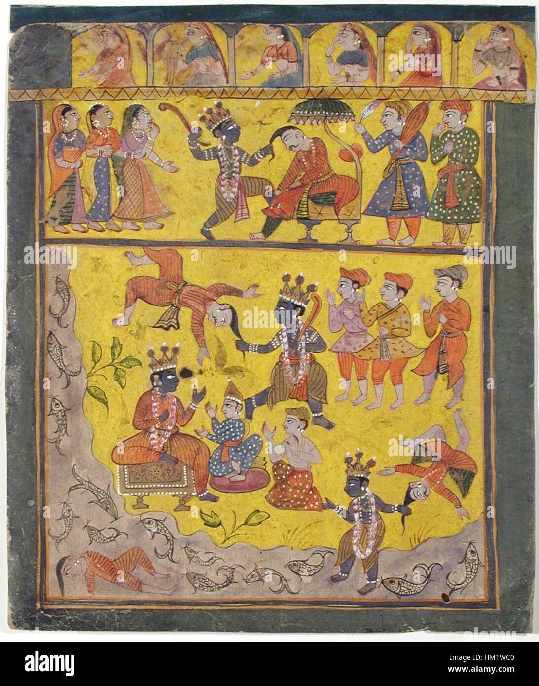 Krishna pulls Kansa from his throne, whirls him around, throws him into ...