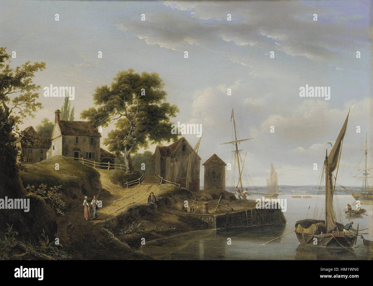 John Thomas Serres - A riverside hamlet Stock Photo - Alamy