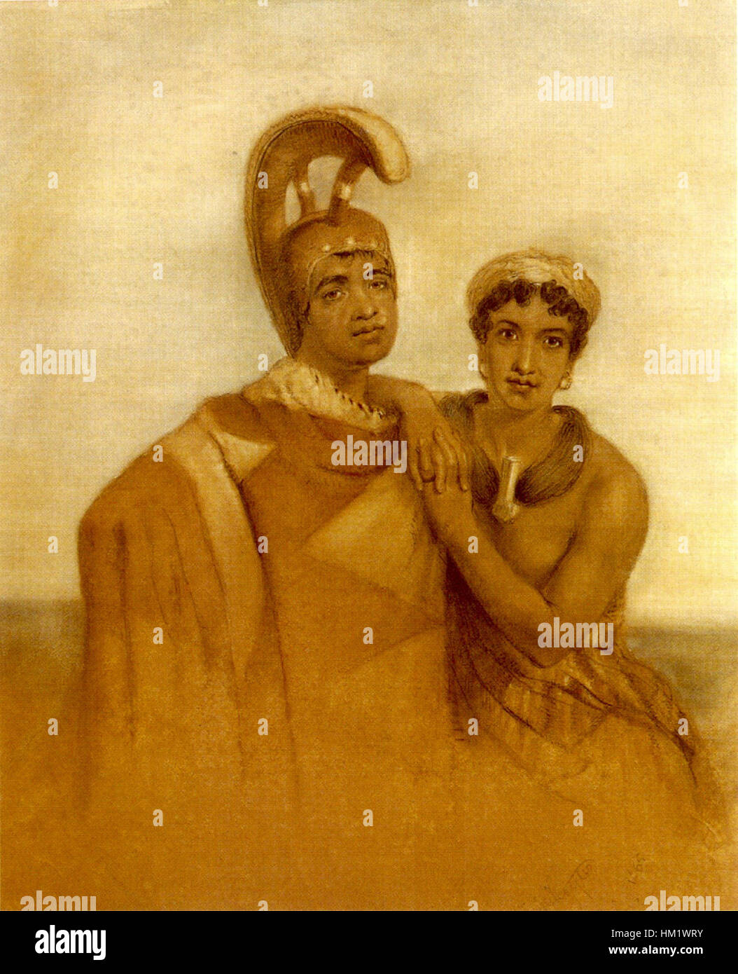 'Governor Boki of Oahu and his wife Liliha' by John Hayter is a pastel ...