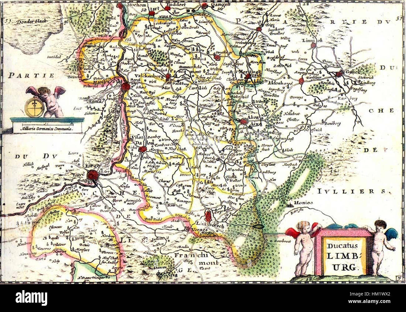 This map, 'Karte Herzogtum Limburg,' from 1635, illustrates the ...