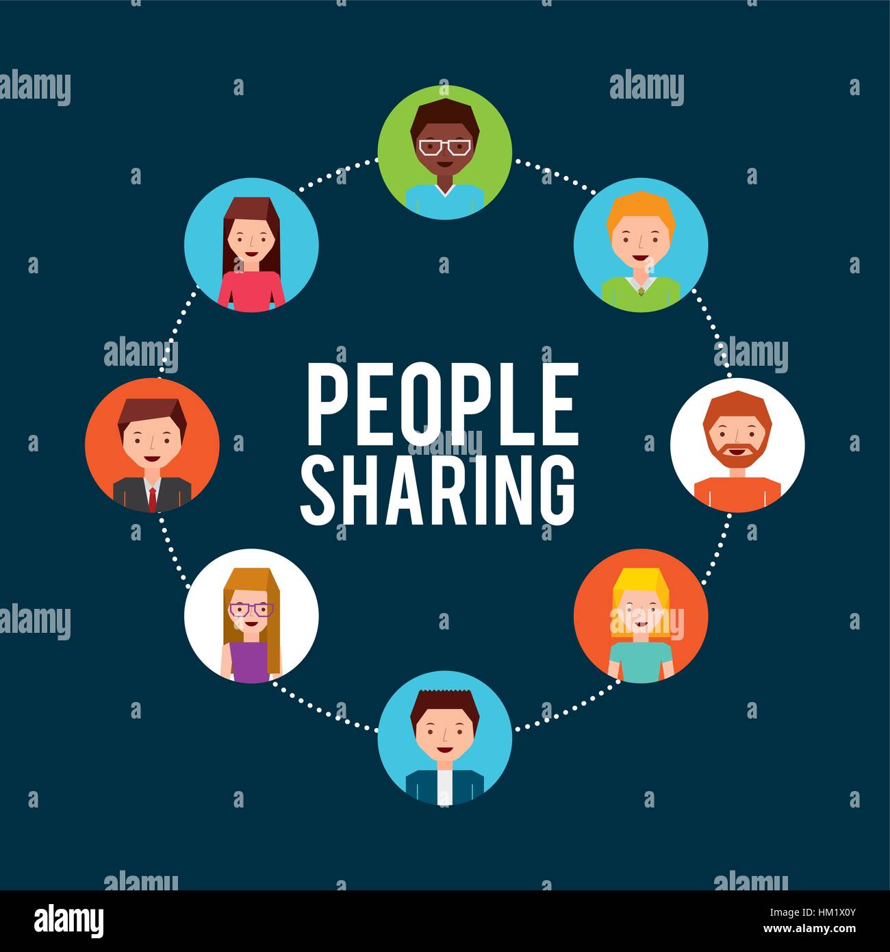 people cartoon icon over colorful circles and blue background. colorful ...