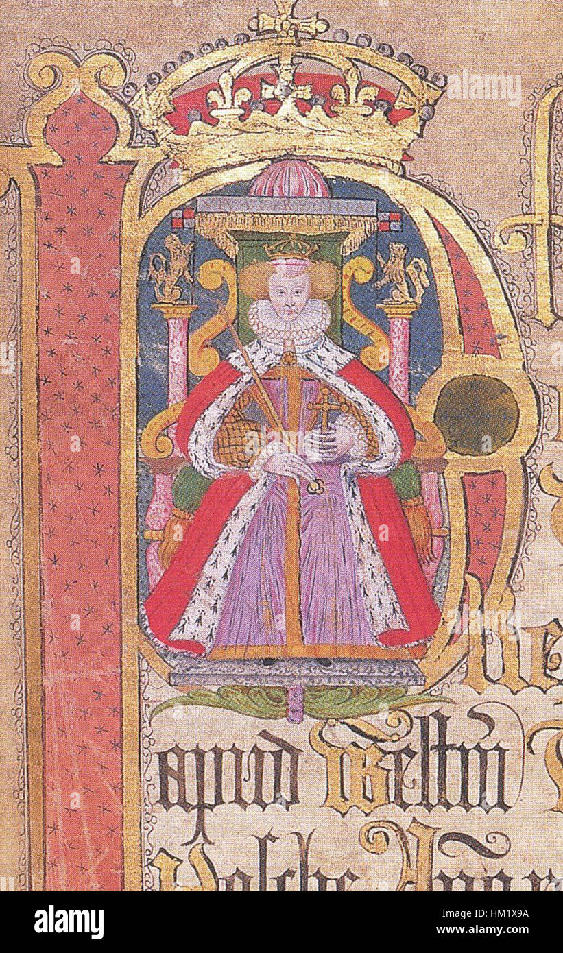 This illuminated manuscript features a detailed initial with a portrait ...