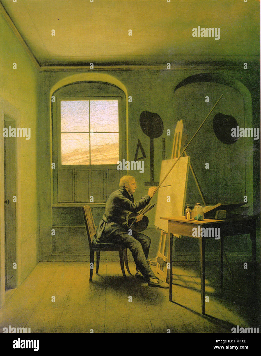 Caspar David Friedrich’s 1819 painting shows the artist in his studio ...