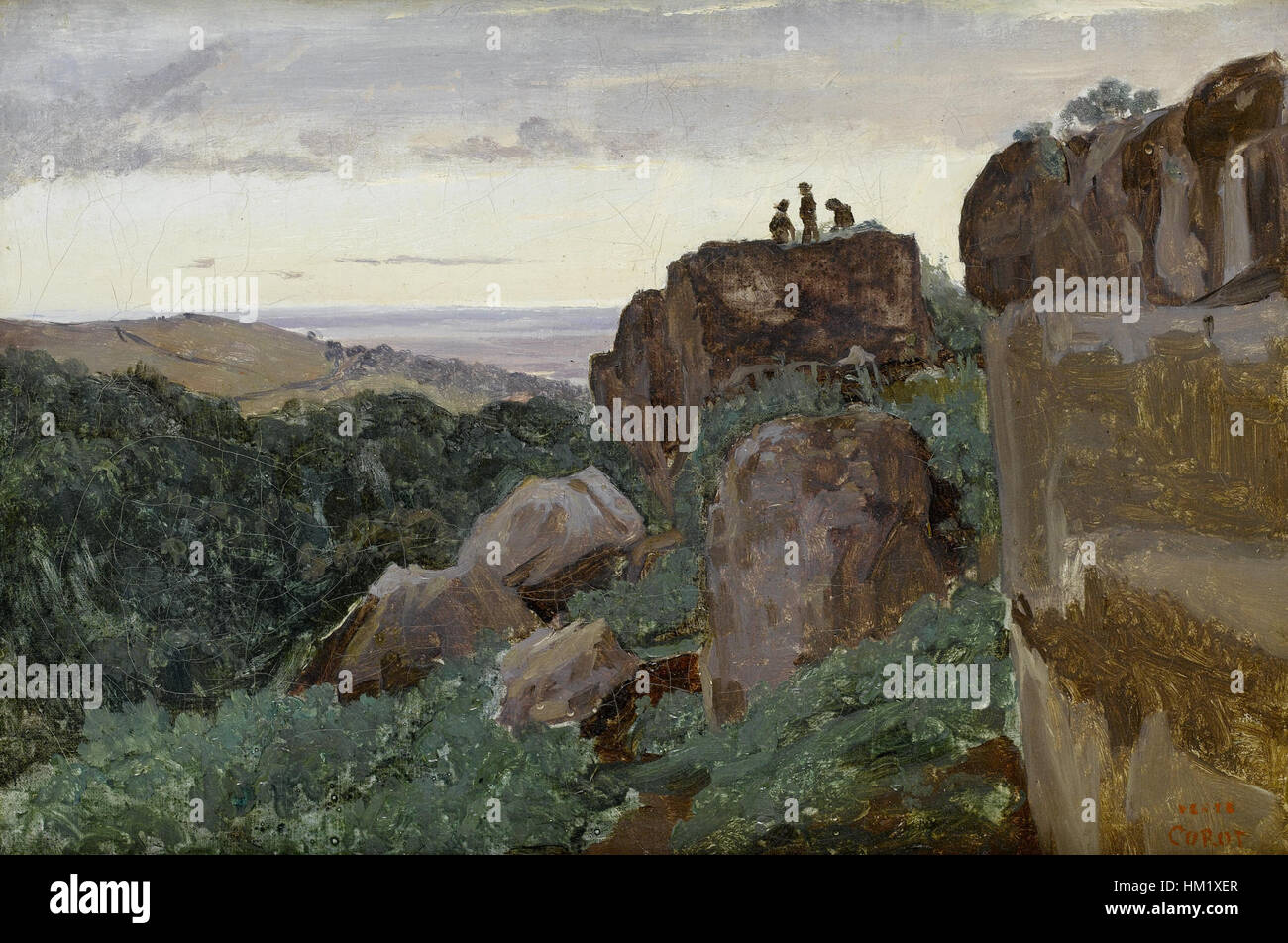 Jean-Baptiste Camille Corot’s *Marino - Trois Personnages au Sommet des ...