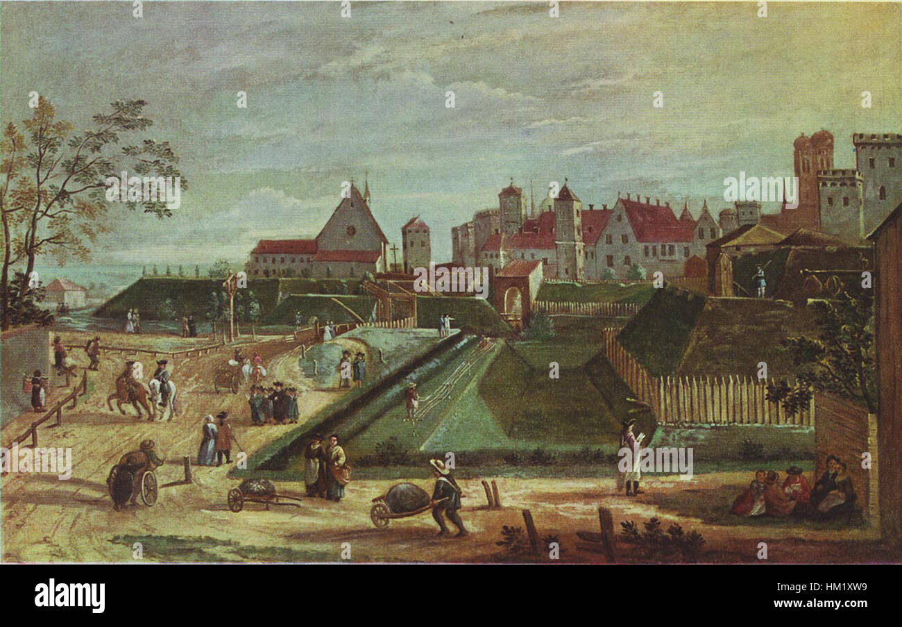 The Karlstor, a historical city gate in Munich, Germany, is depicted in ...