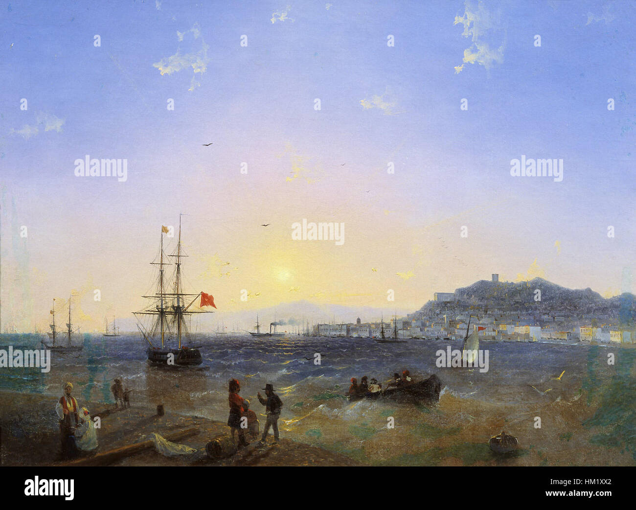 This seascape painting by Ivan Aivazovsky depicts the port of Kerch ...