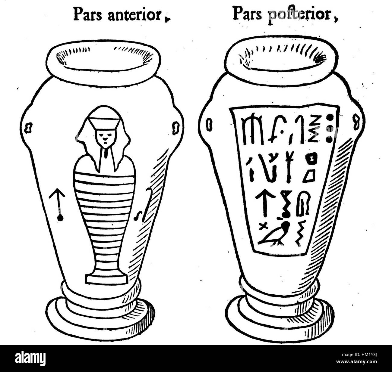 A page from Kircher's 'Oedipus Aegyptiacus,' depicting twenty canopic ...