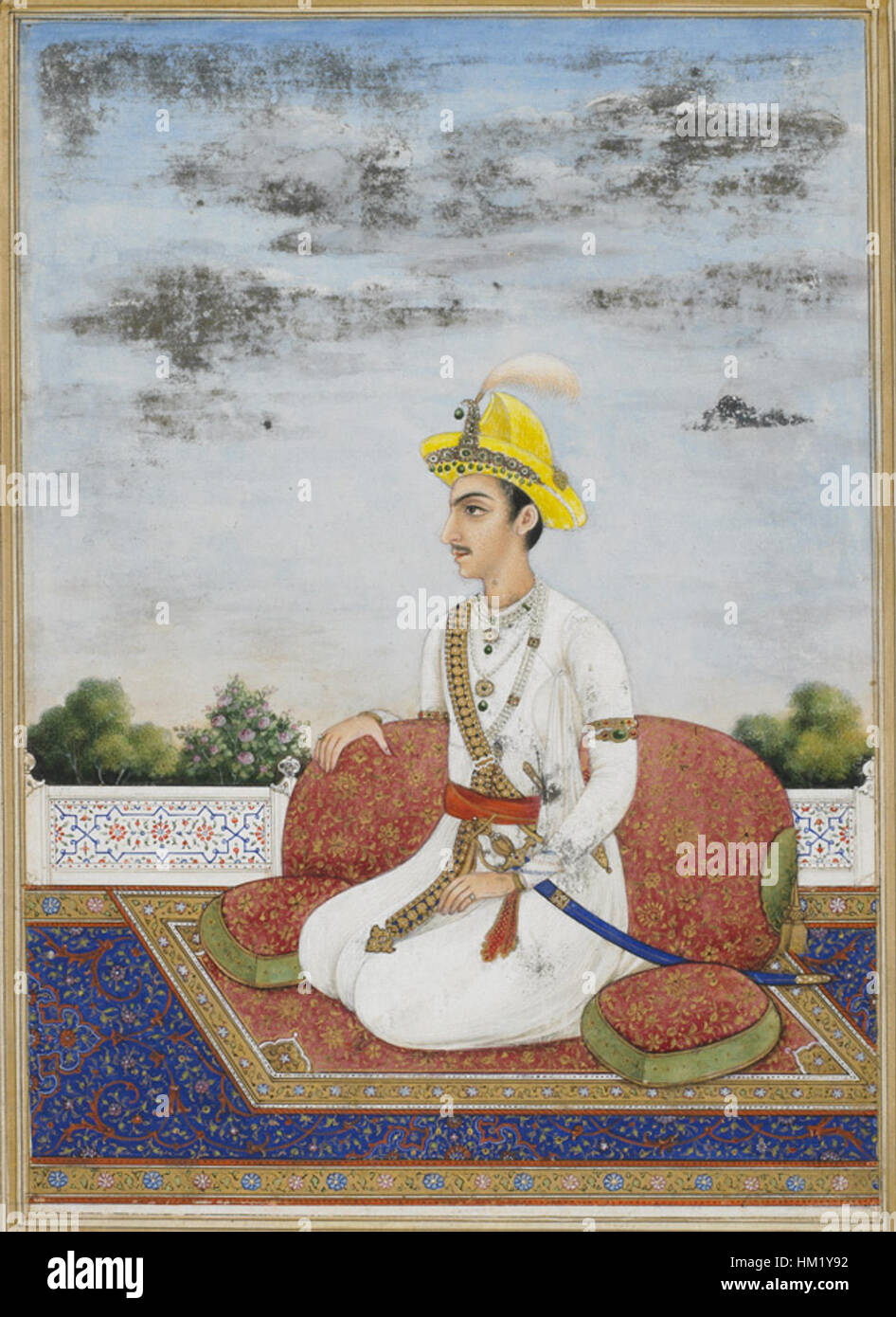 King Bikram Shah Deva was a 19th-century monarch of Nepal, depicted in ...