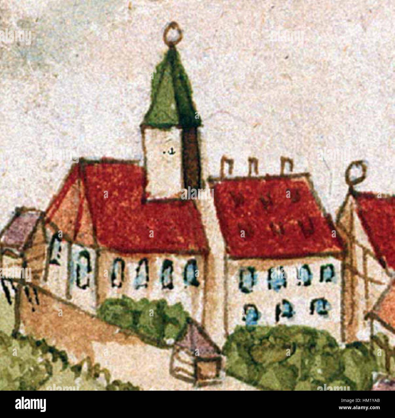 A historical painting of Klosterschule Adelberg, an old monastery ...