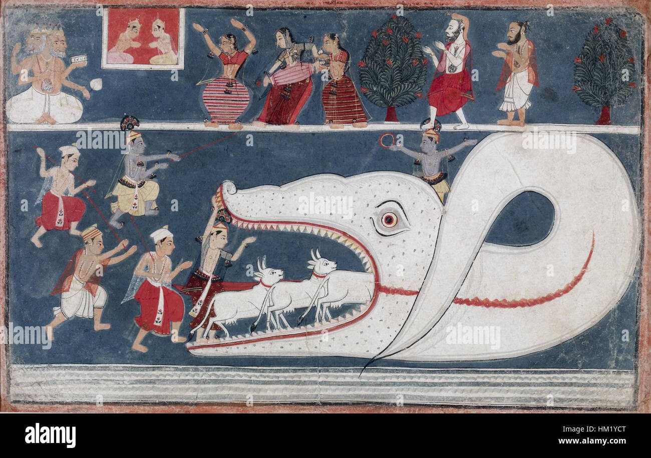 Krishna kills Aghasura Stock Photo - Alamy