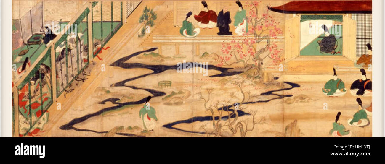The painting 'Kitano Tenjin Engi Emaki' depicts the story of Michizane ...