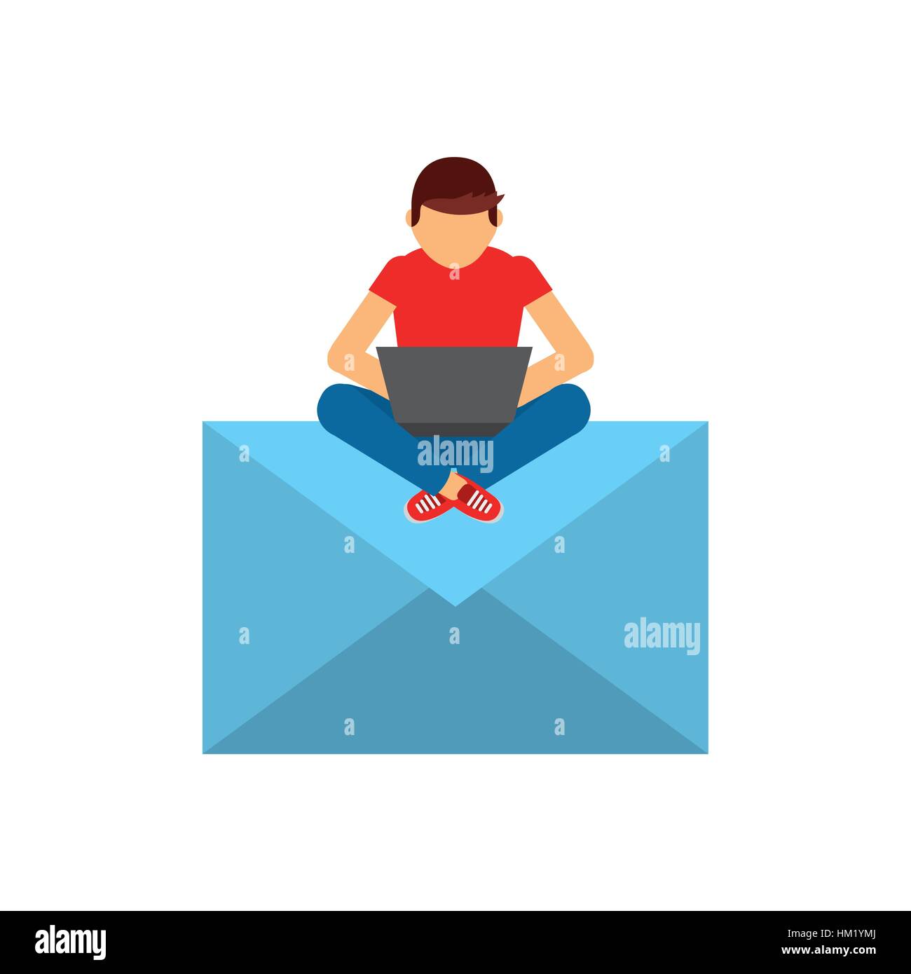 envelope with man cartoon icon over white background. colorful design ...