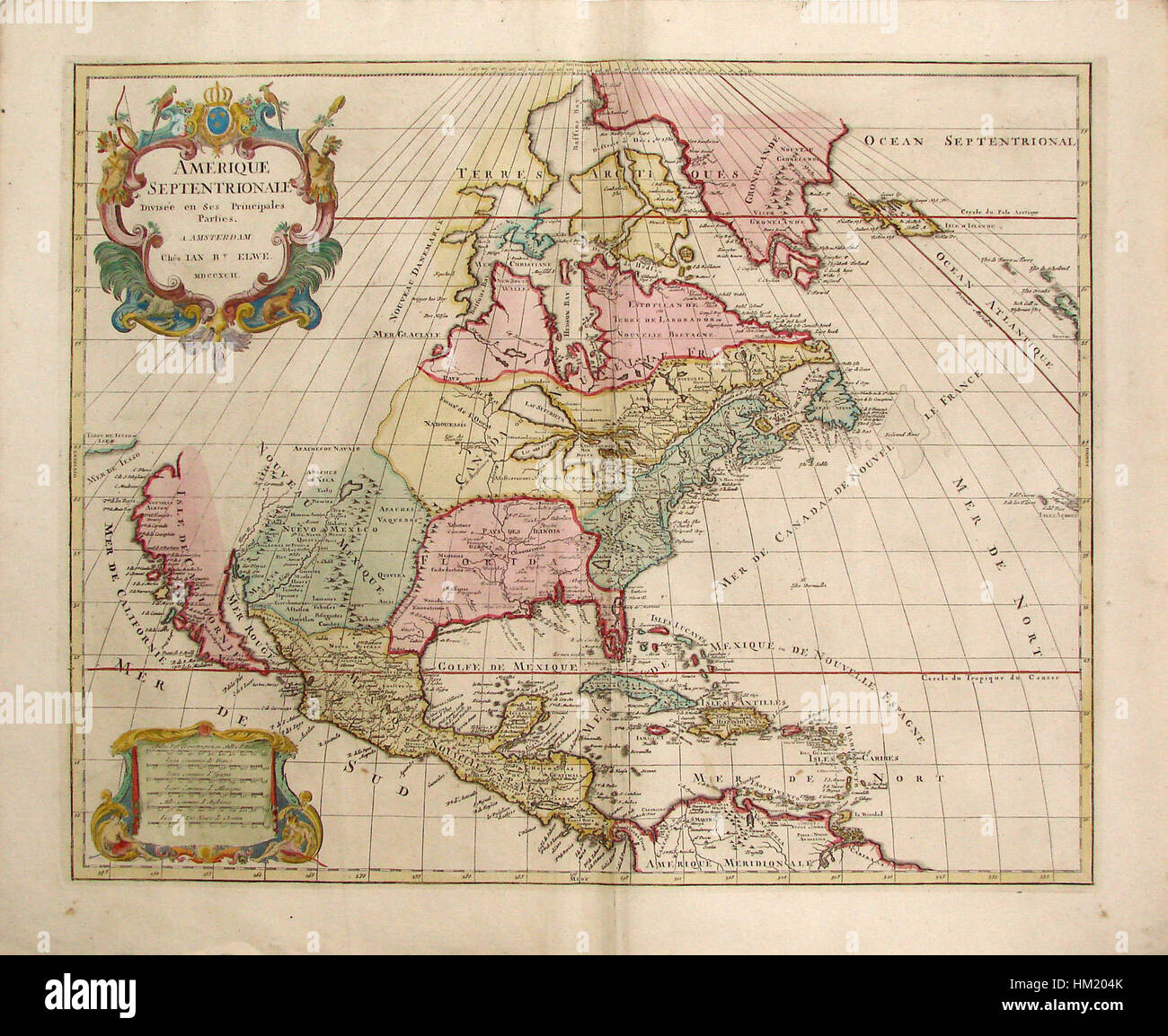 This map by Jaillot-Elwe from 1792 depicts North America, showcasing ...