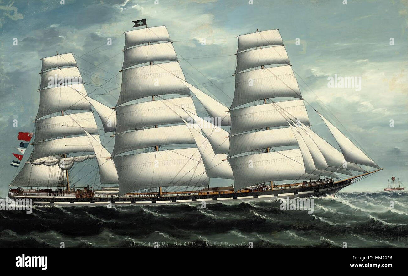 This painting by Lai Fong depicts the merchant ship 'Alexandra' leaving ...
