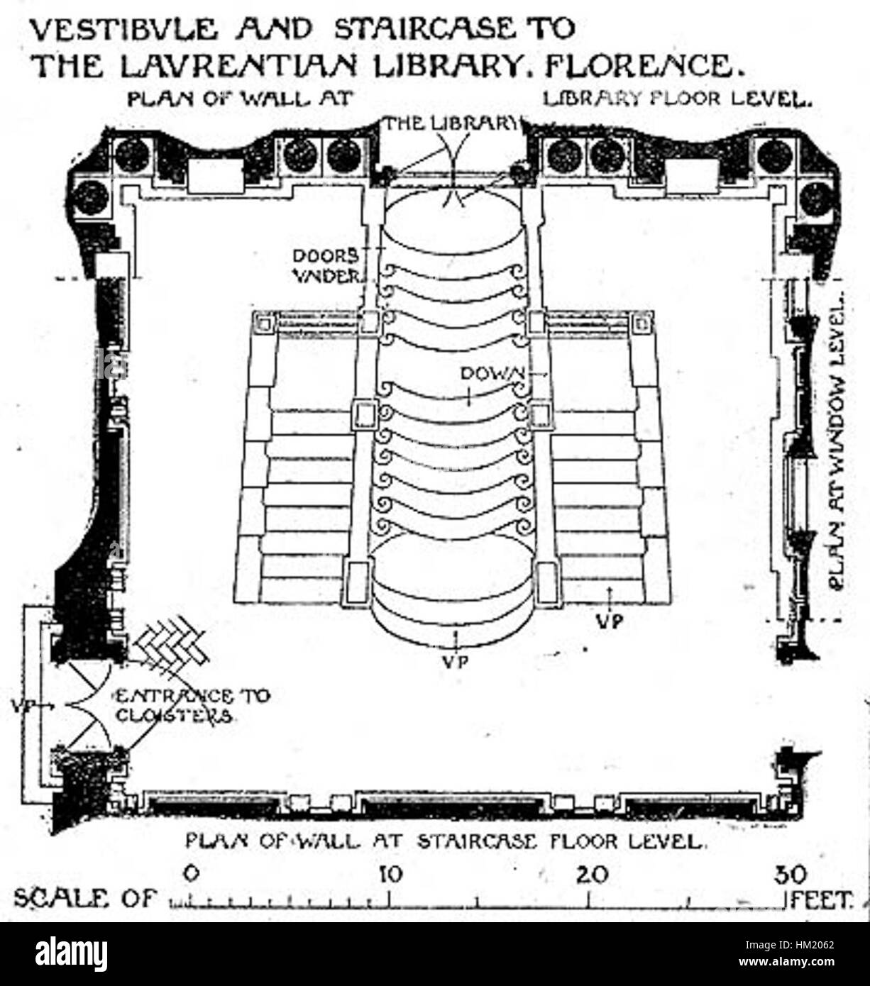Laurentian library plan Stock Photo - Alamy