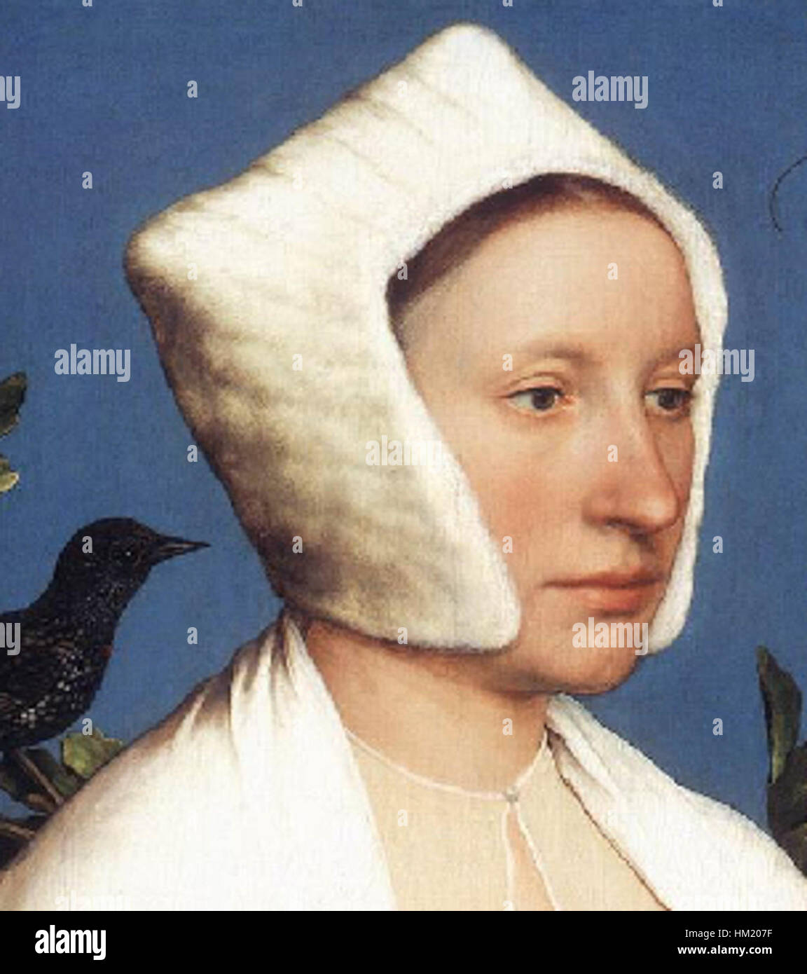 This detailed artwork, depicting a lady with a squirrel, captures the ...