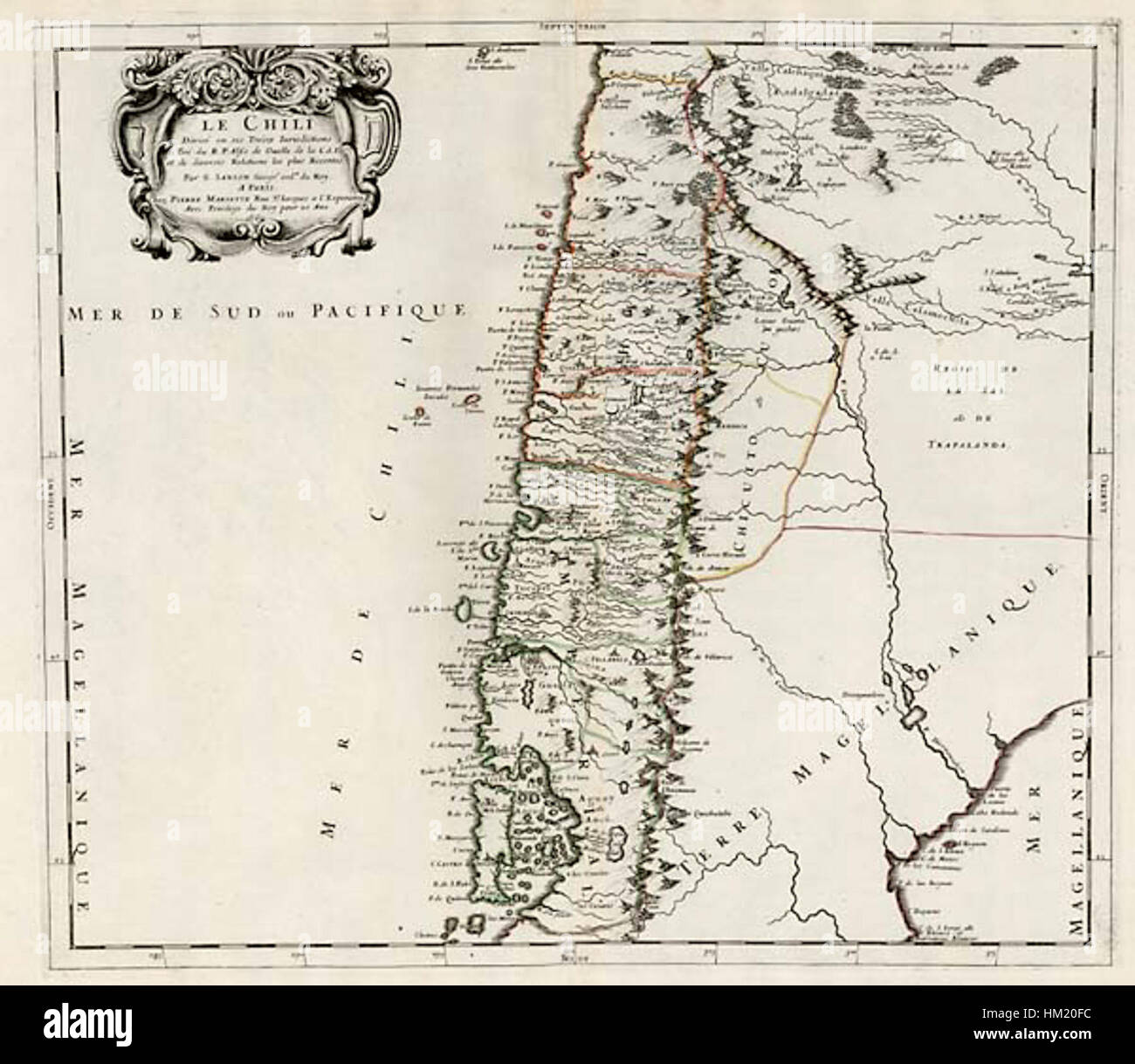 This map, titled 'Le Chili Divisé en ses Treize Jurisdictions ...