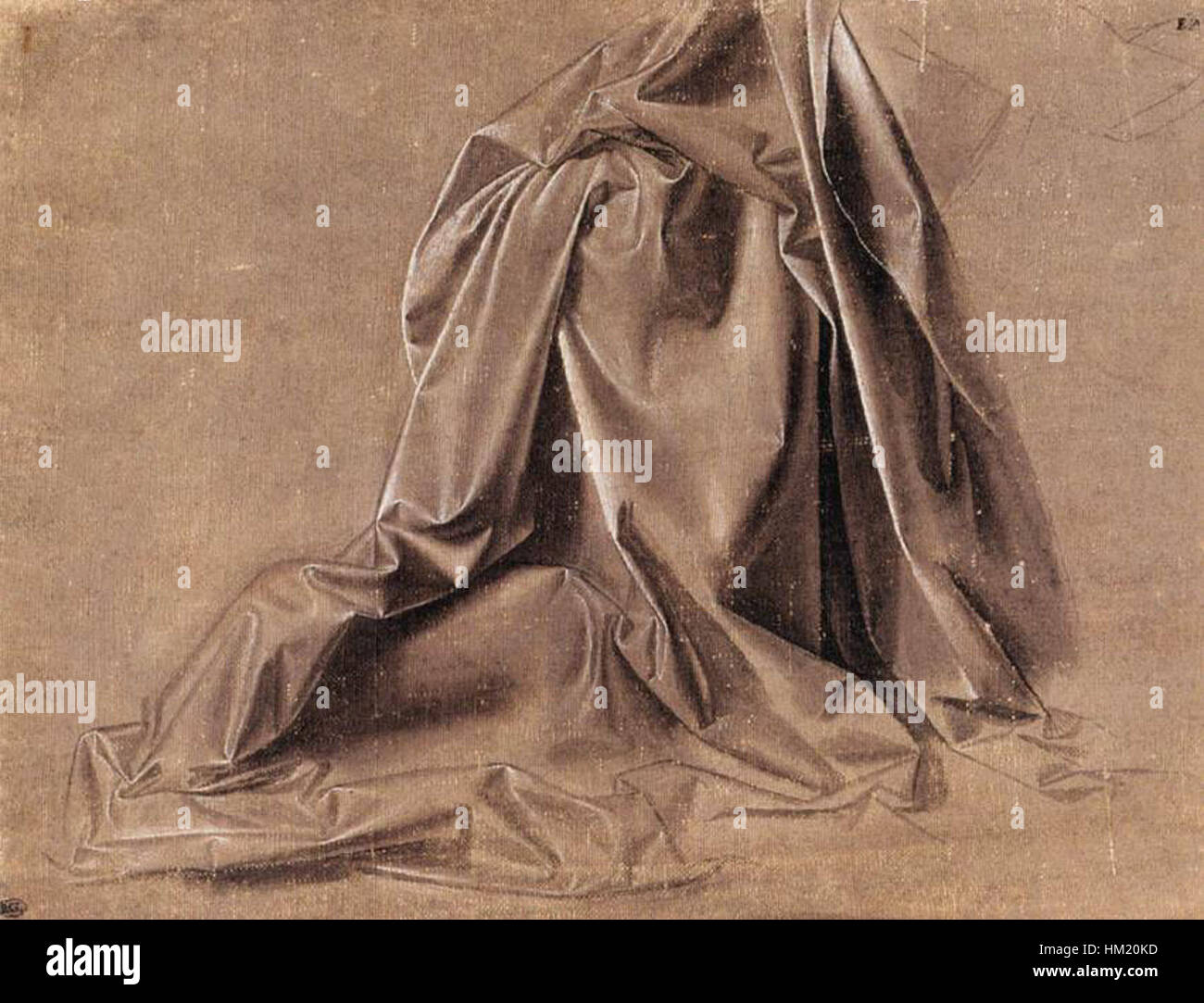 Leonardo da Vinci's 'Drapery for a Kneeling Figure' is a preparatory ...
