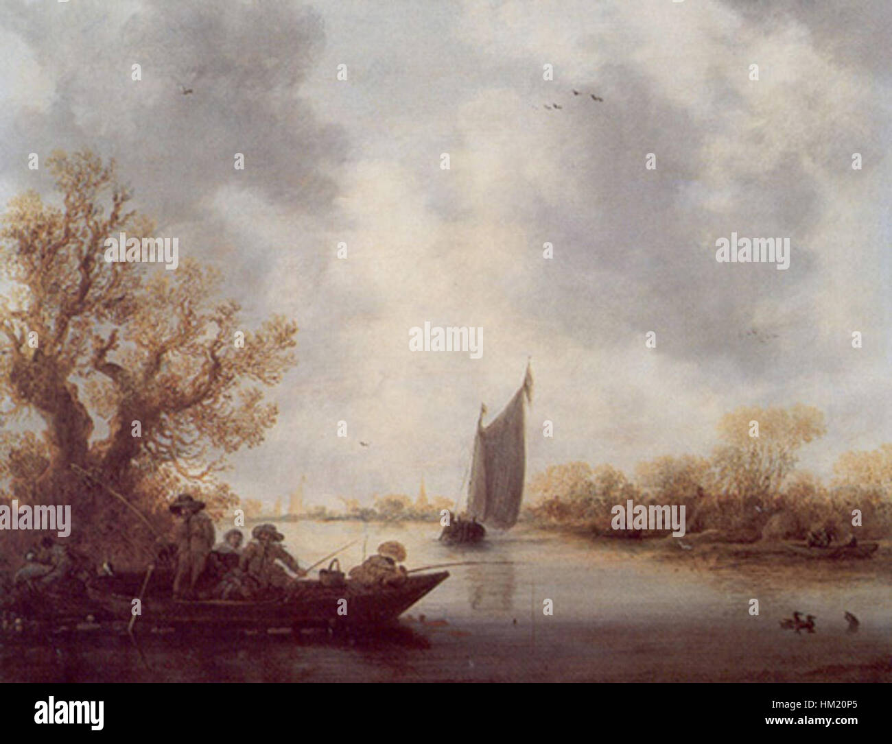 A 1635 oil painting by Goyen depicting a fisherman landscape scene ...