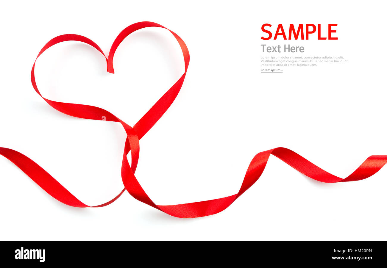 Red heart ribbon isolated on white background Stock Photo - Alamy
