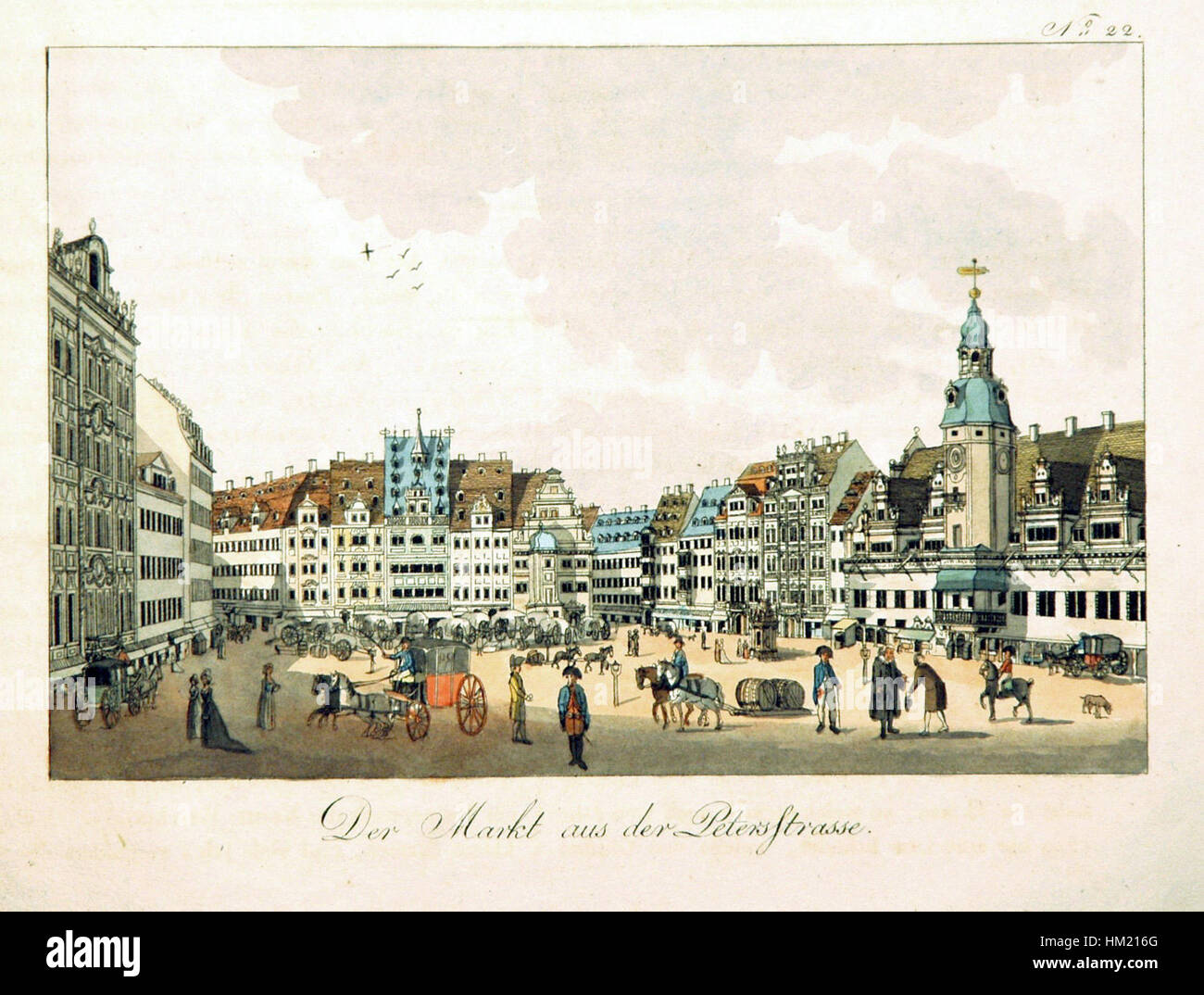 ‘Leipziger Markt 1804’ depicts a busy market scene in Leipzig, Germany ...