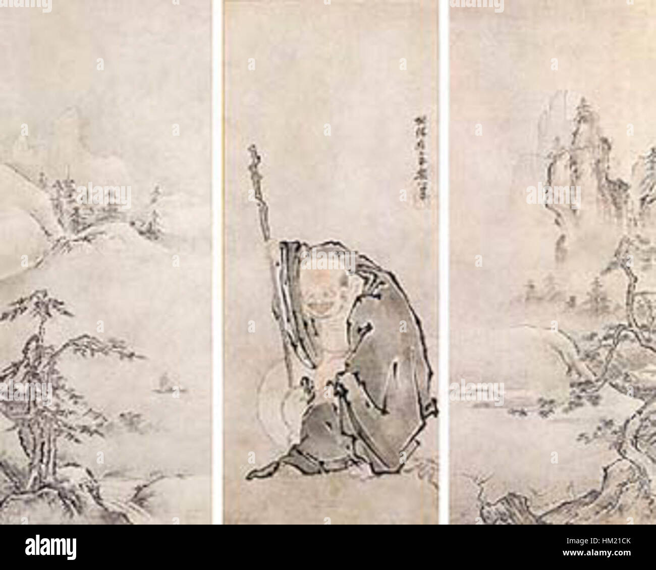This artwork portrays the figure of Hotei, a deity in Japanese culture ...