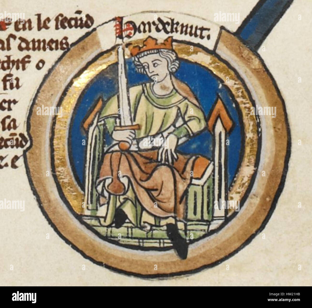 This manuscript, MS Royal 14 B VI, features an image of King Harthacnut ...