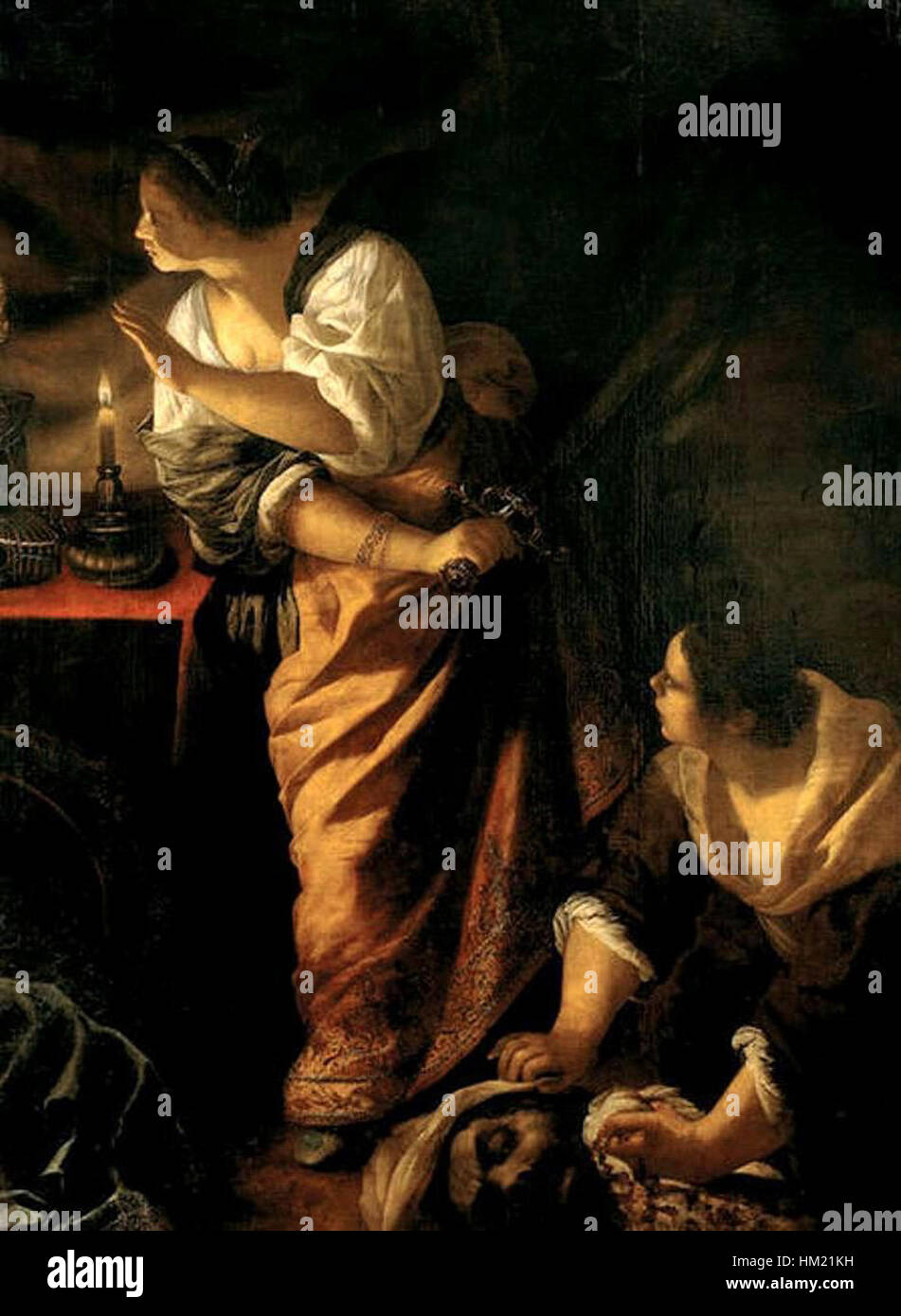 'Judith and her Maid with the Head of Holofernes' is a dramatic Baroque ...