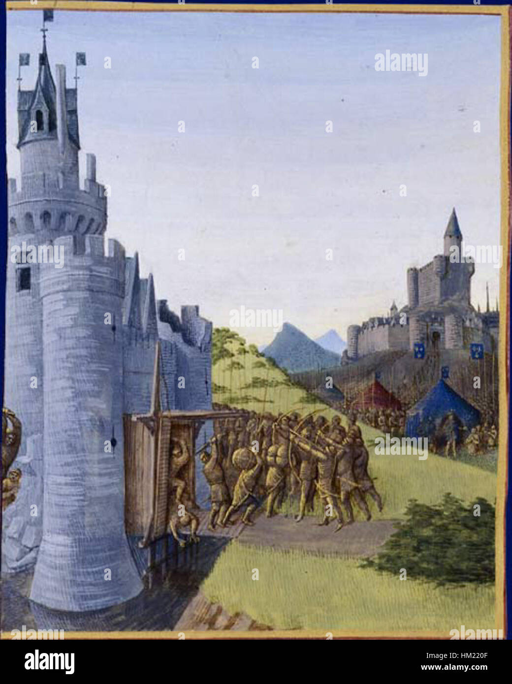 This painting depicts a historical battle between Girard de Cazaubon ...