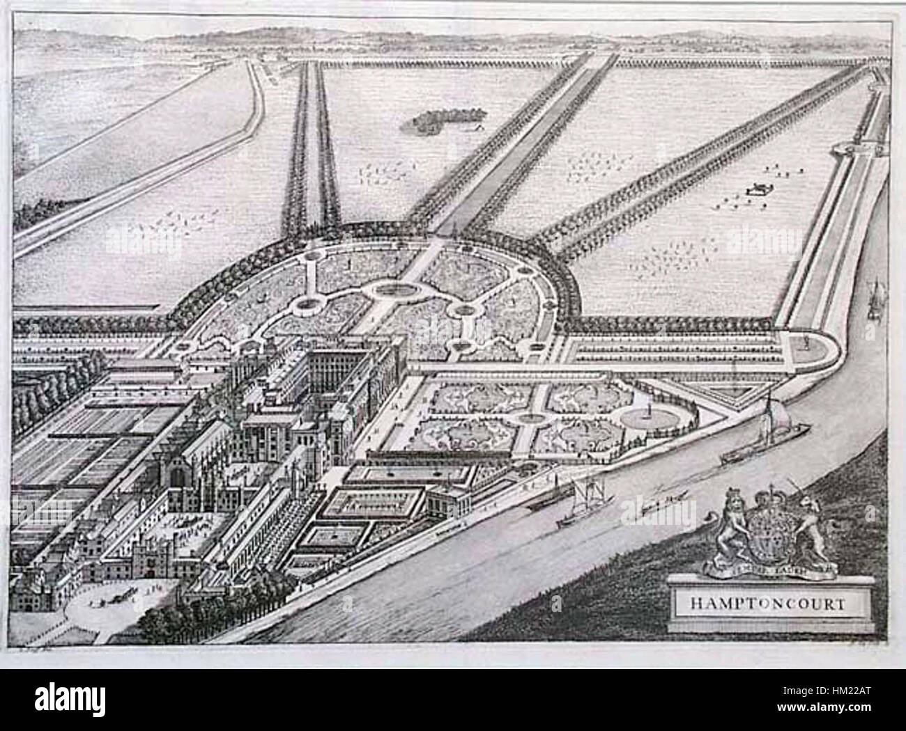 This 1708 painting by Kip and Knyff portrays Hampton Court Palace ...
