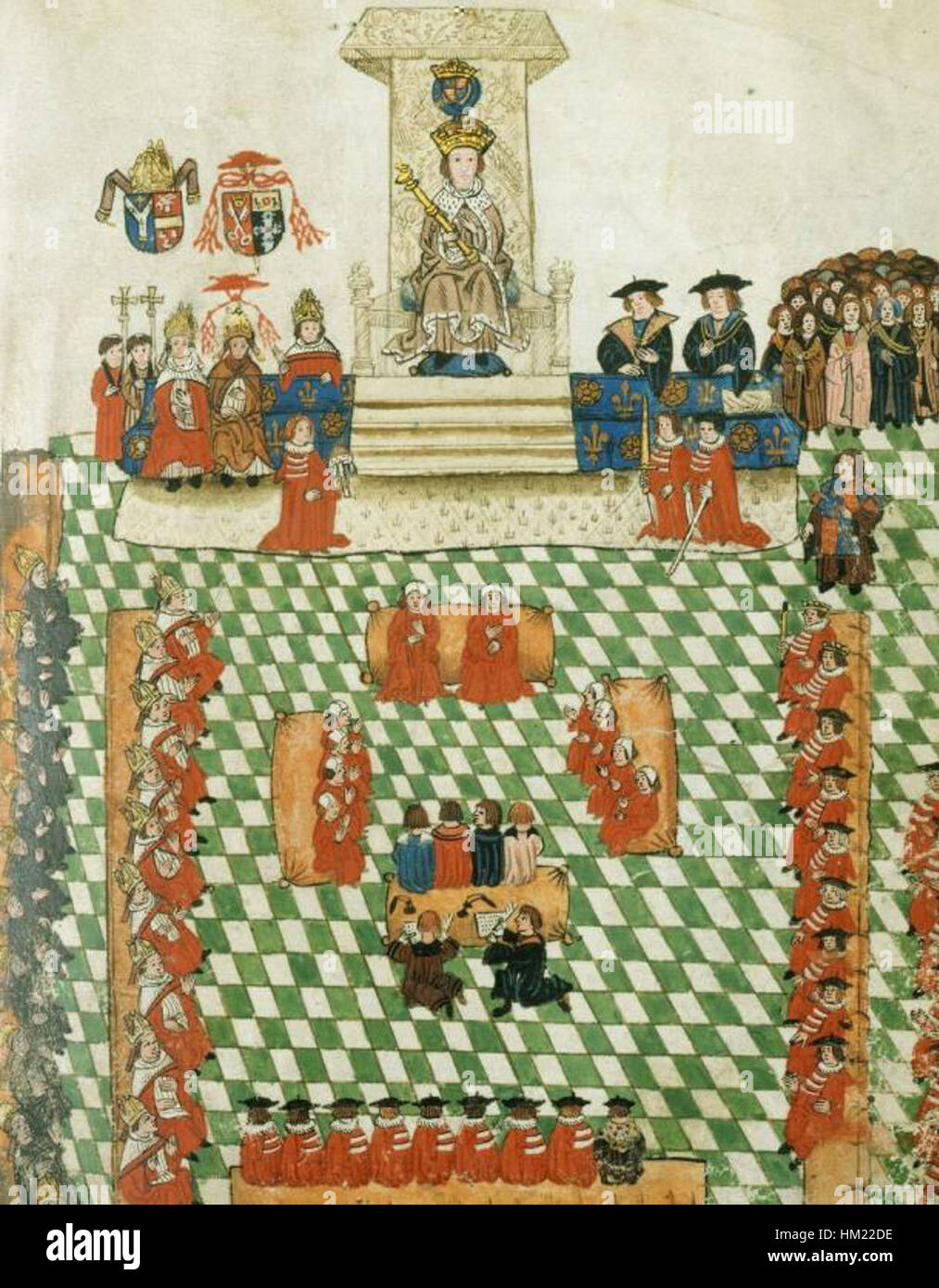 This artwork depicts King Henry VIII during a session in the English ...