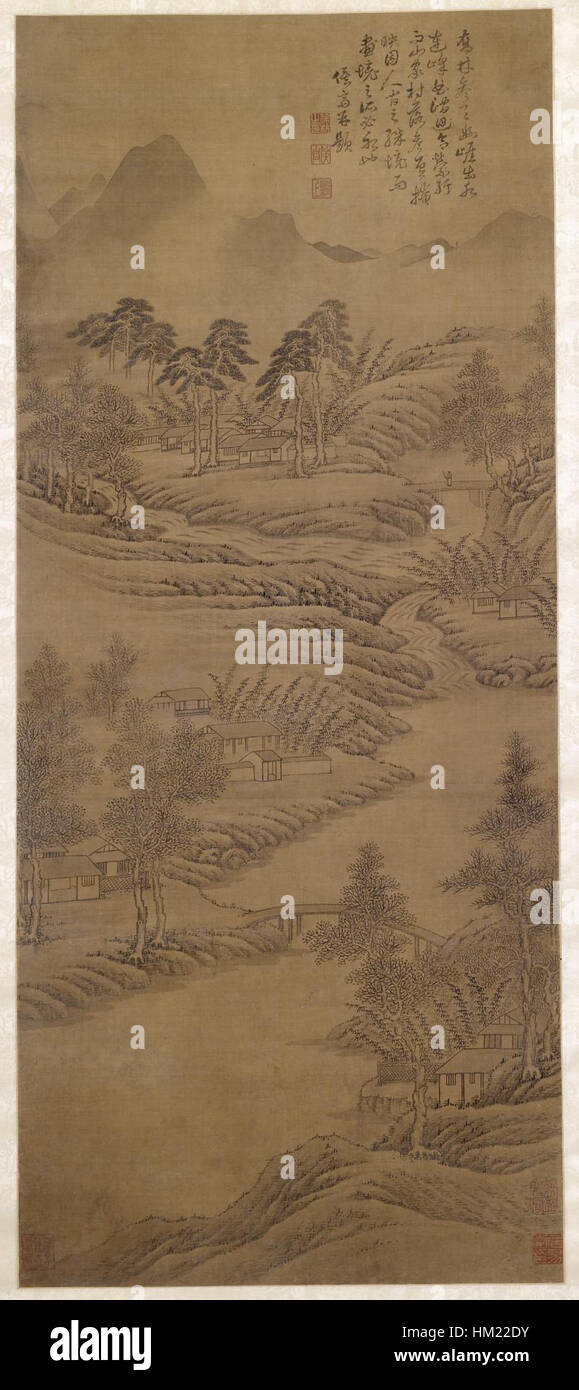 Hsu Fang - Mountain Landscape with Cascade and Houses - Walters 3518 ...