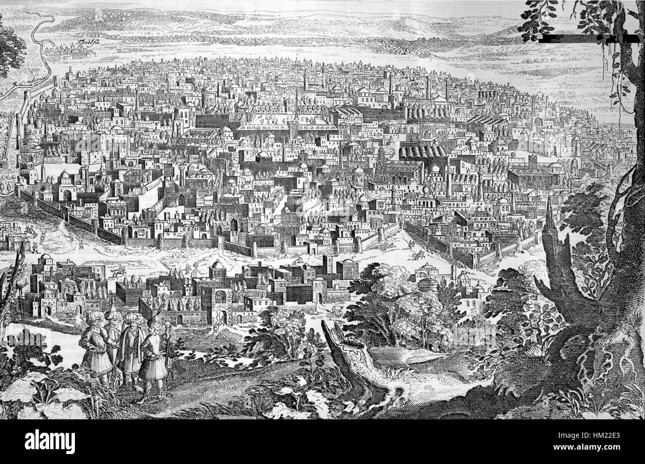 A historical artwork depicting Isfahan, an important cultural and ...