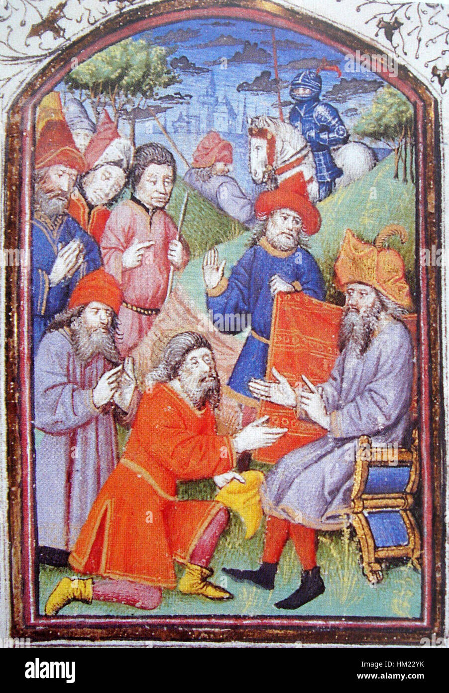 The artwork, Hetoum I at the Mongol Court (1254), depicts a historical ...