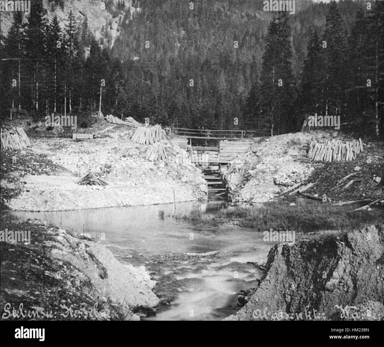 A historical photograph of the Siebensee area and the lowered Kesselsee ...