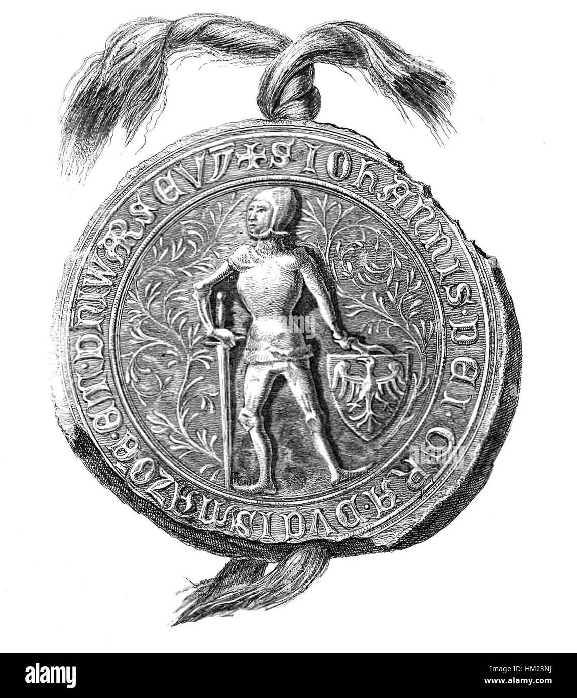 The seal of Janusz I Starszy, a historical figure from Poland, dated ...