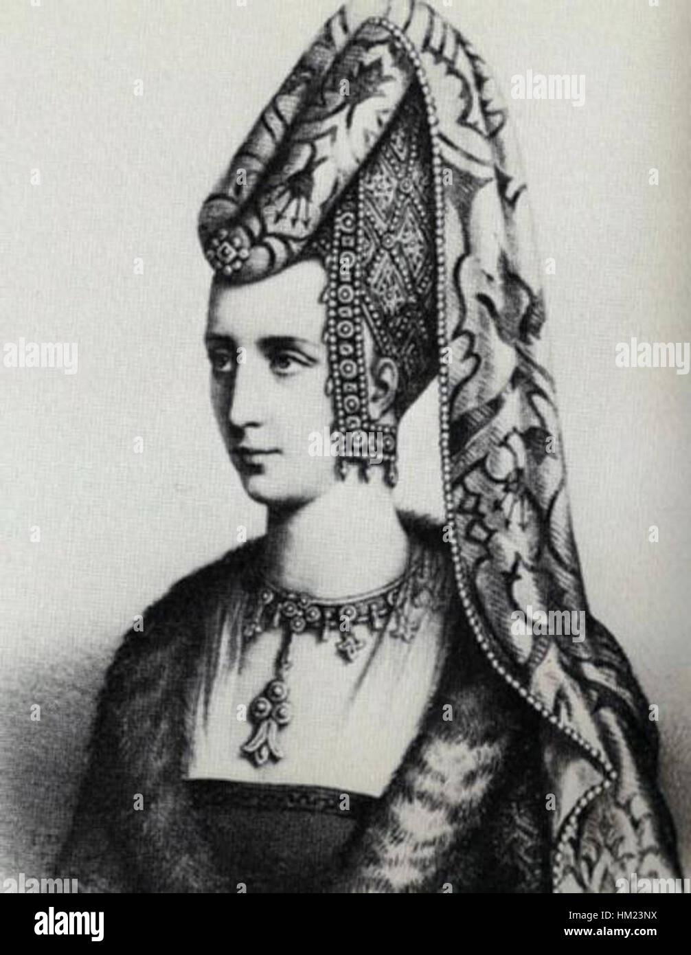 This portrait of Isabeau of Bavaria, Queen of France, captures the ...