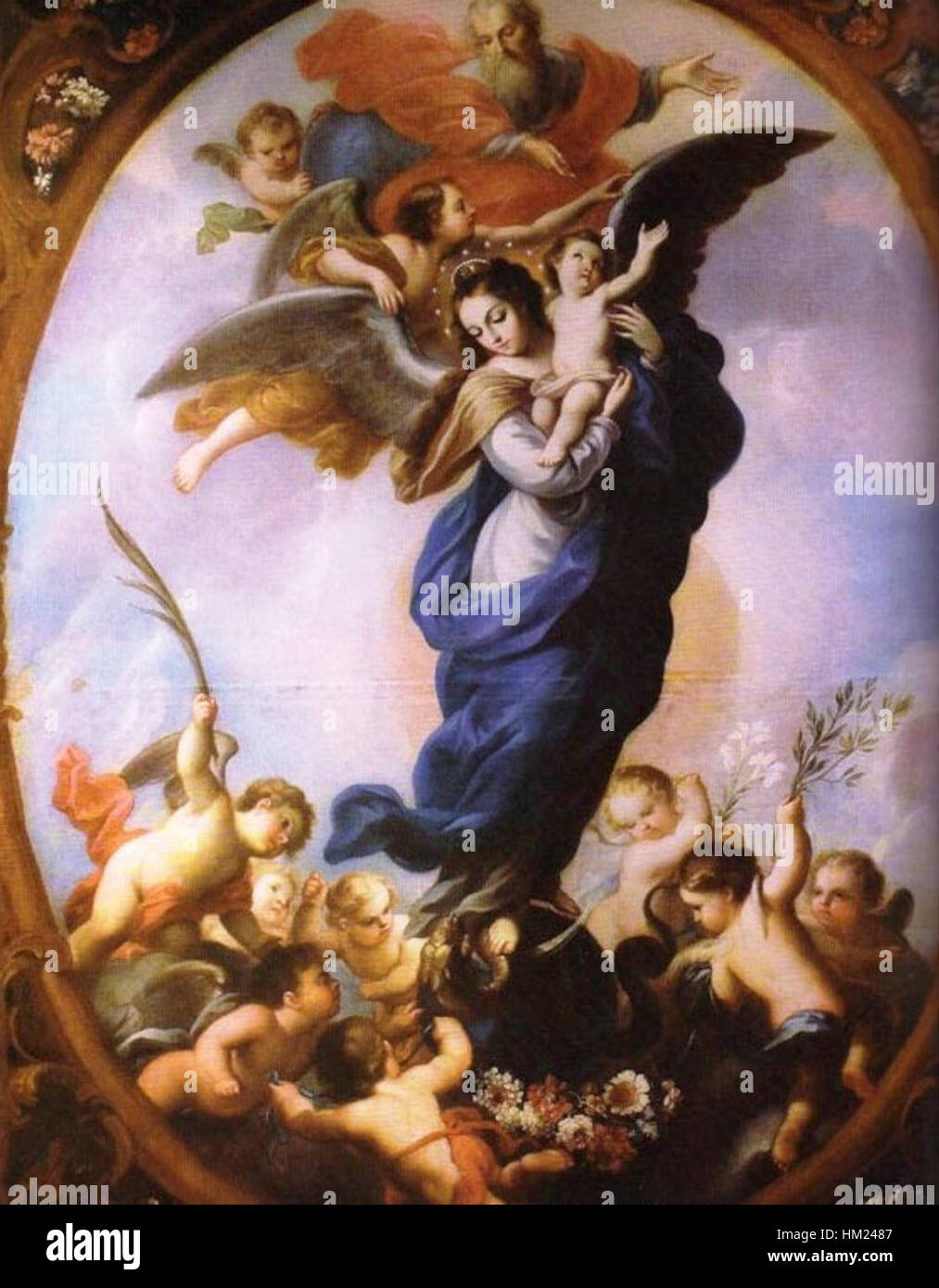 An artwork depicting the Virgin of the Apocalypse, a religious image ...