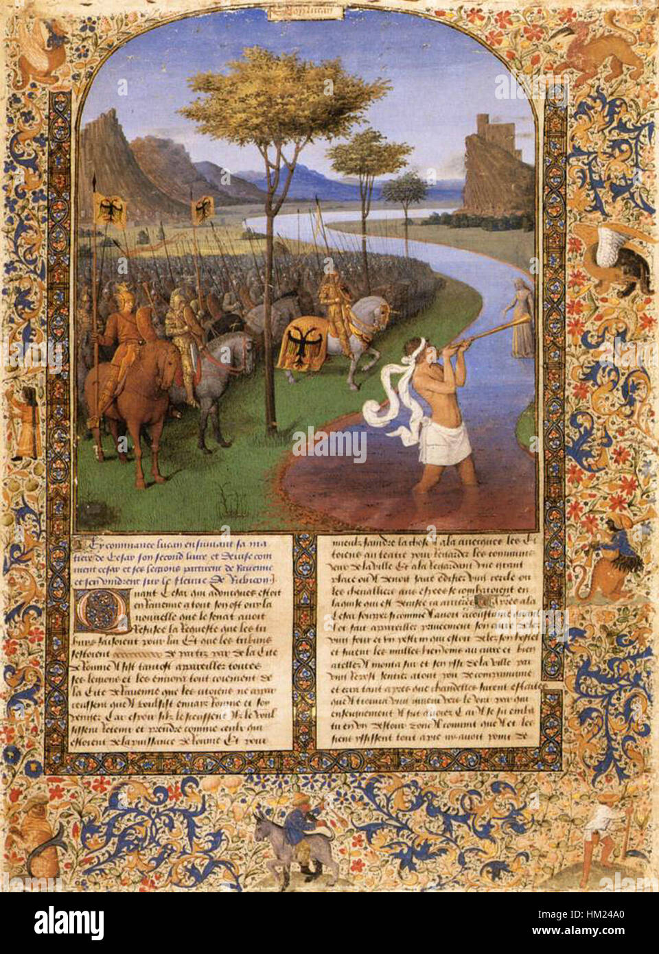 Jean Fouquet's painting 'Caesar Crossing the Rubicon' depicts the ...