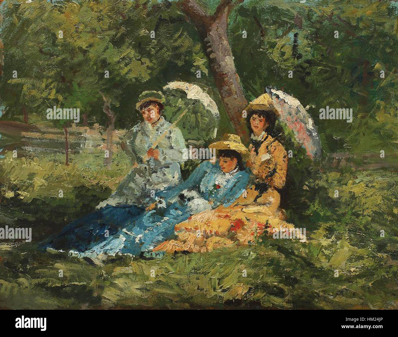 Ion Andreescu’s painting ‘Femei in parc’ depicts women in a park ...