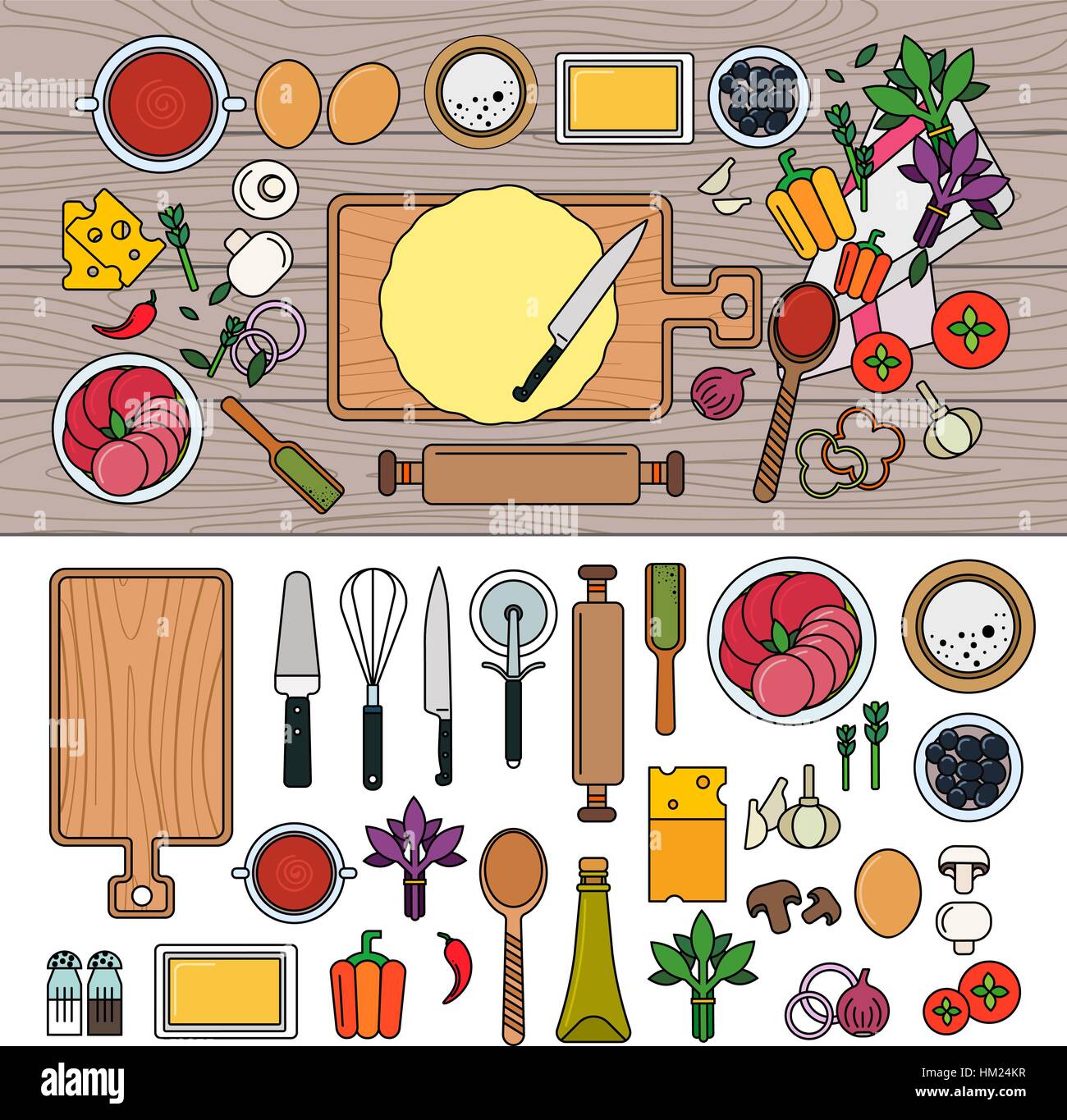 Pizza cocking with ingredients Stock Vector Image & Art - Alamy