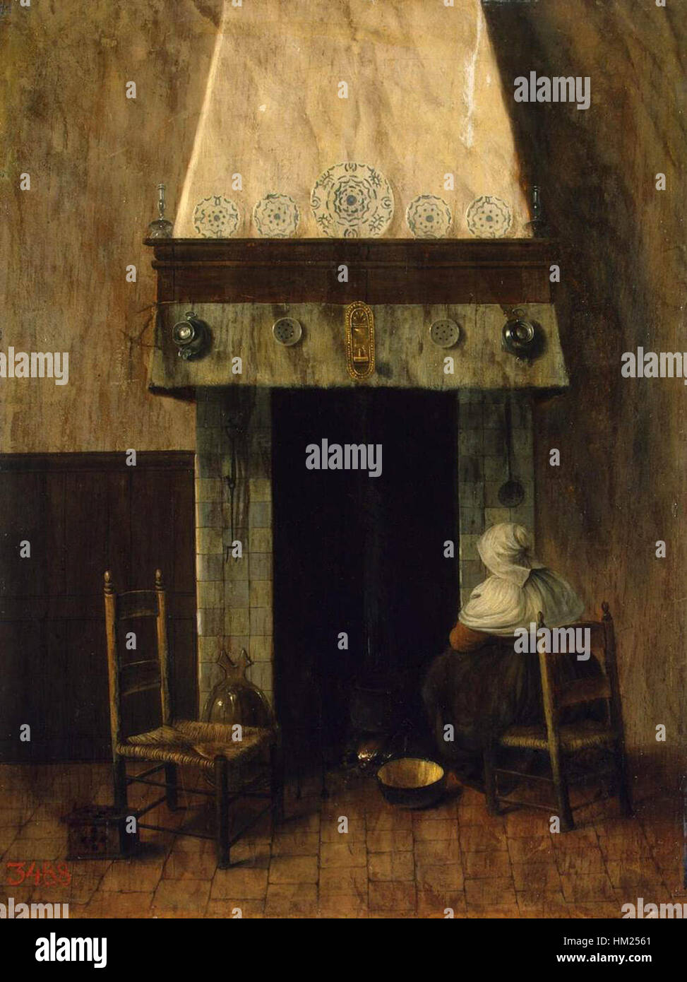 Jacob Vrel’s painting 'An Old Woman by a Fireplace' is a quiet interior ...