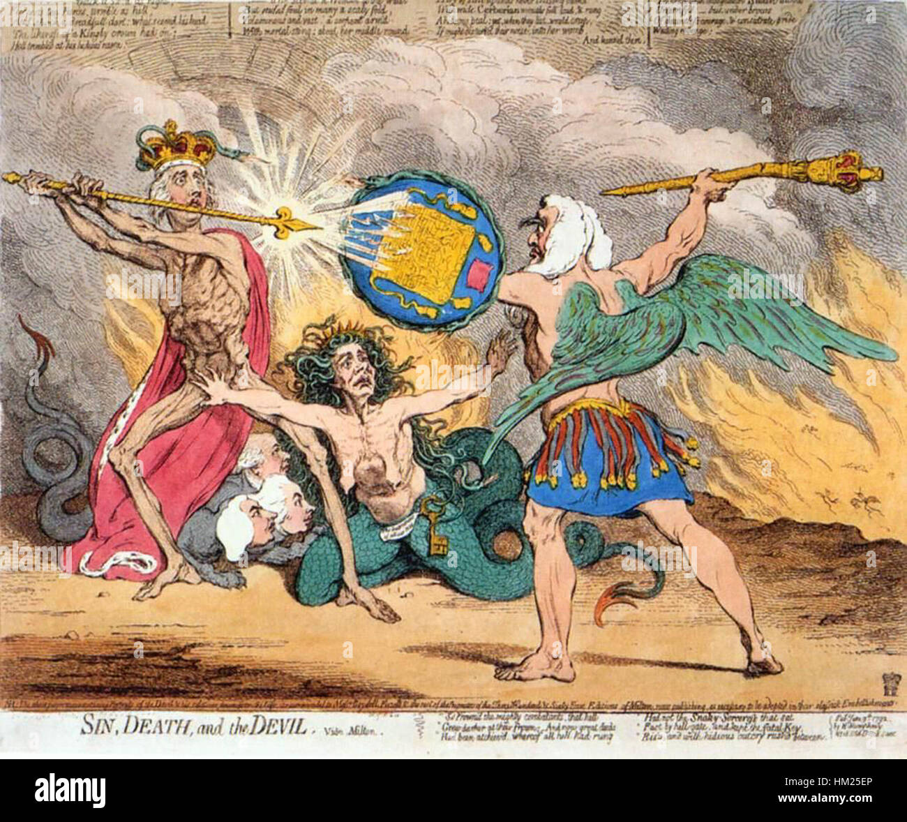 James Gillray’s 'Sin, Death and the Devil' is a satirical etching that ...