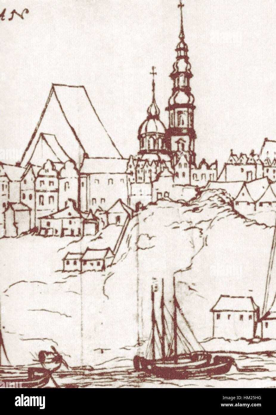 This historical painting depicts the John Cathedral in Warsaw, built by ...