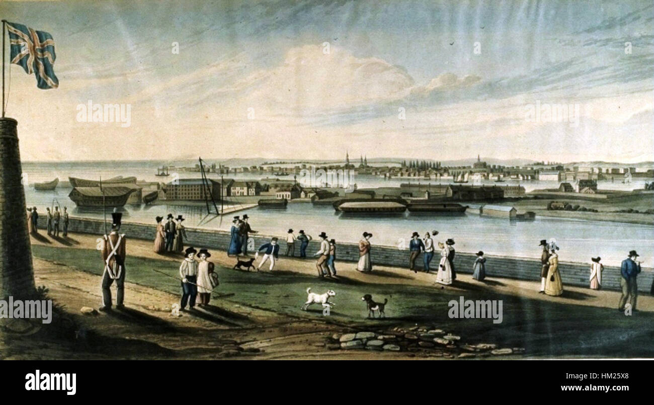 The painting of Kingston, Ontario from 1828 portrays an early view of ...