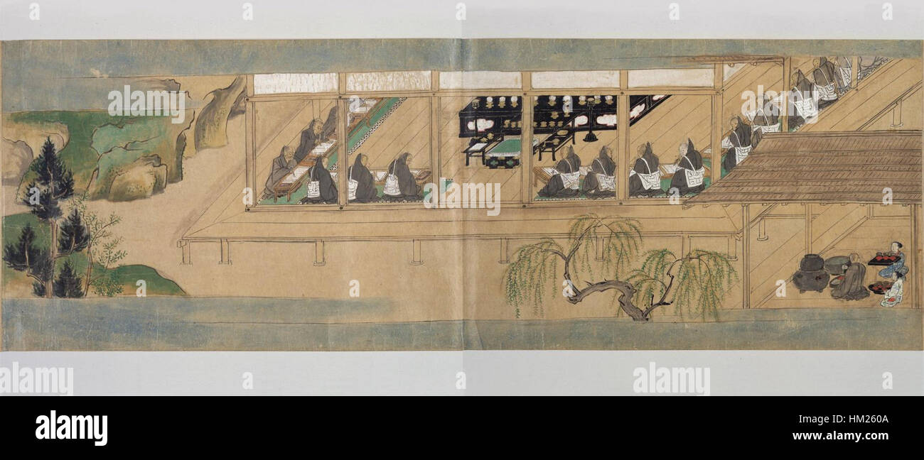 This painting from the Kiyomizudera Engi Emaki scroll depicts an ...
