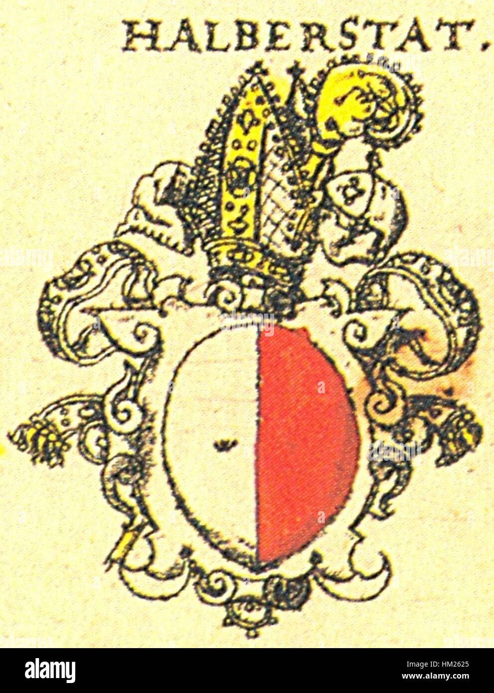 The coat of arms of the Halberstadt Diocese features heraldic symbols ...