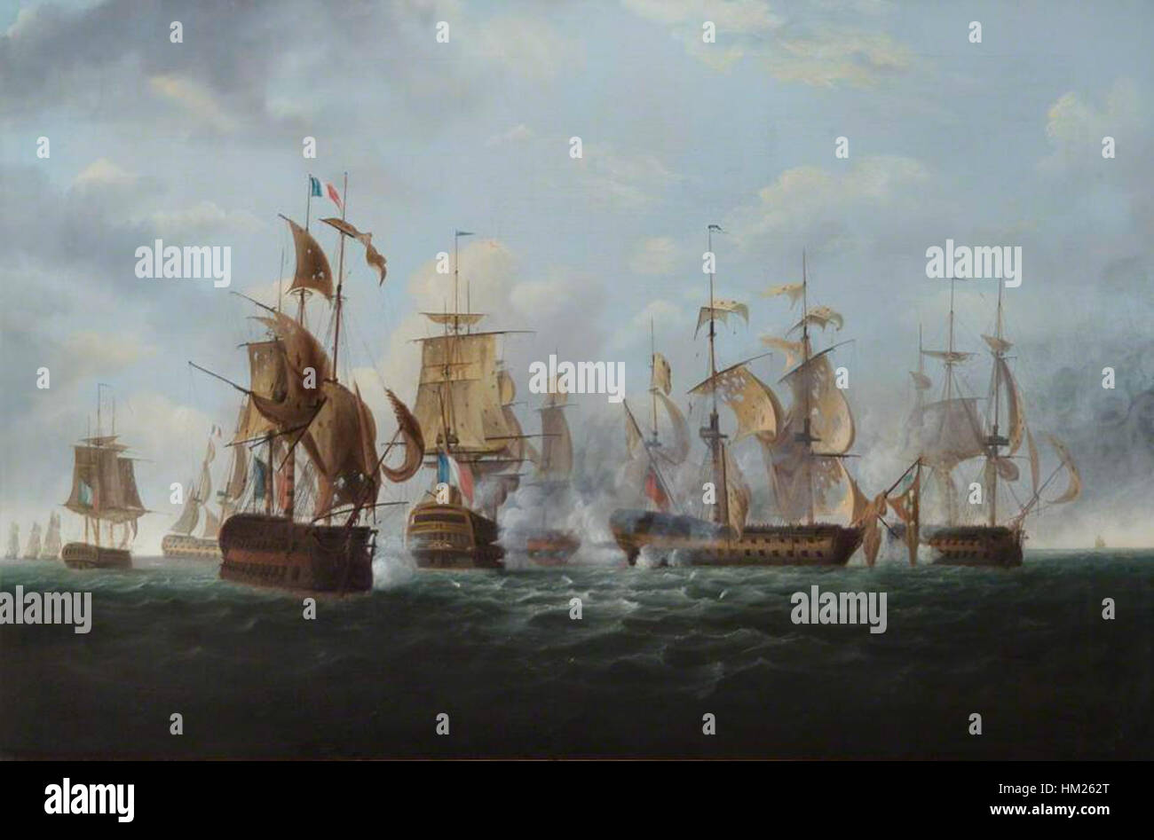 The painting captures the HMS Alexander, a British warship, in the ...